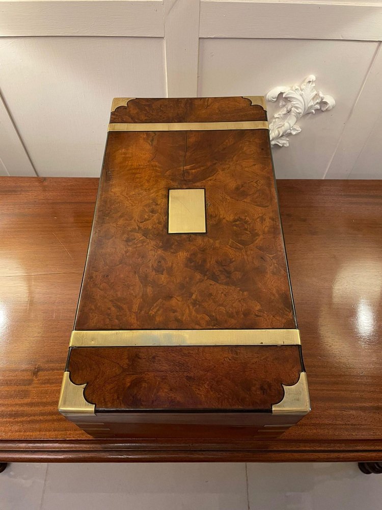 Victorian Burr Walnut and Brass Bound Writing Box for sale at Pamono