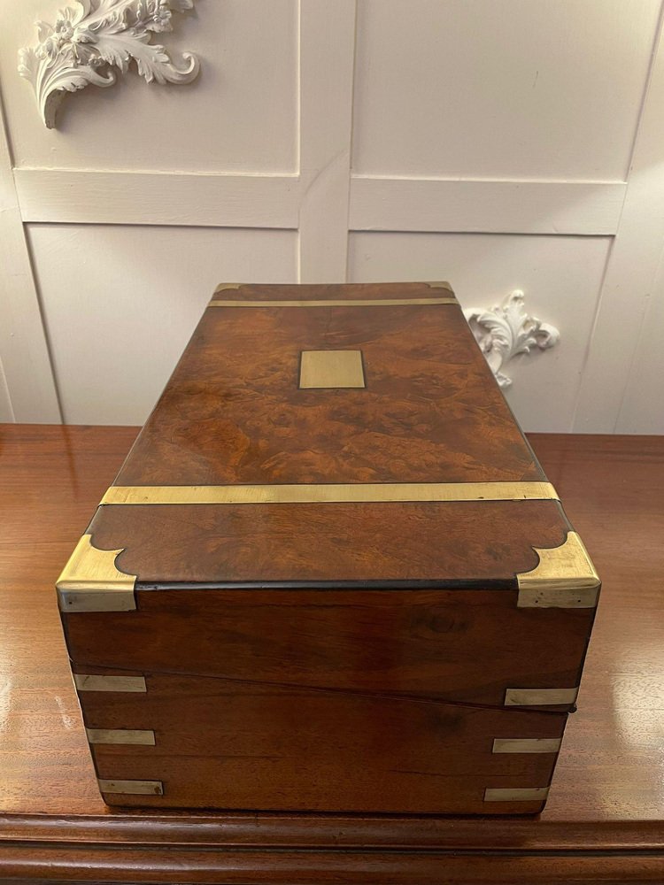 Victorian Burr Walnut and Brass Bound Writing Box for sale at Pamono