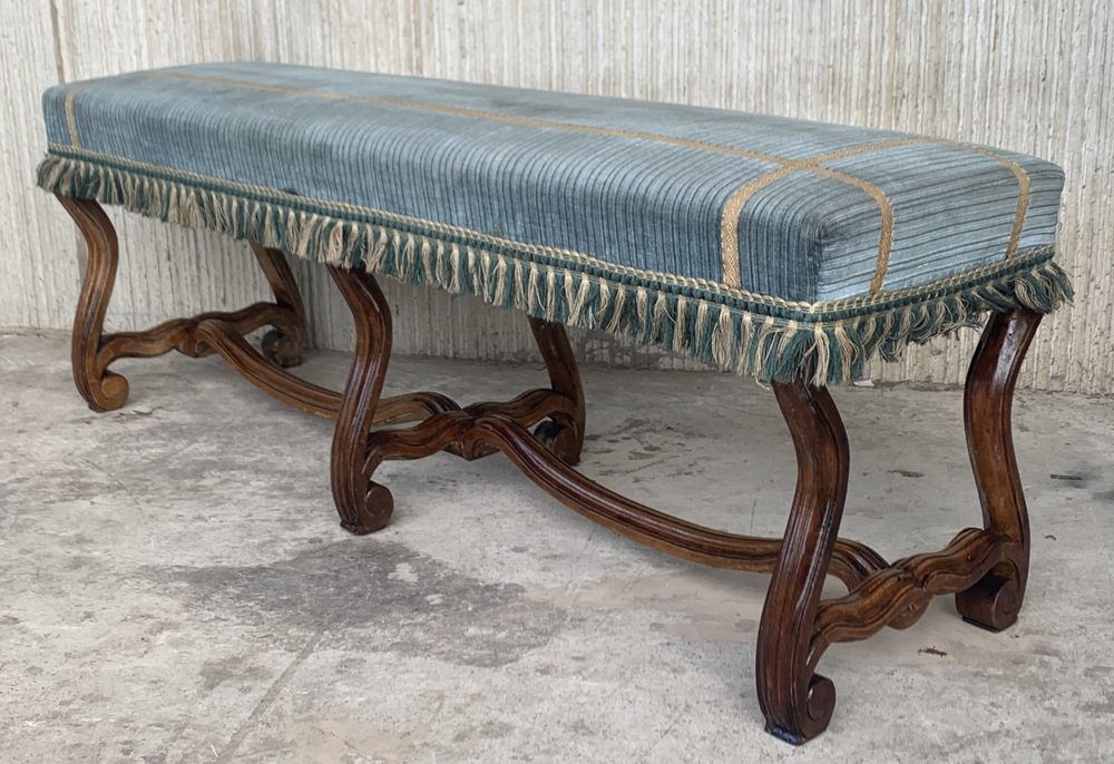 French Provincial Louis XV Style Carved Walnut Upholstered Lyre Leg ...