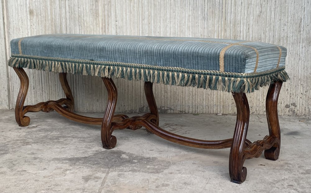 French Provincial Louis XV Style Carved Walnut Upholstered Lyre Leg ...