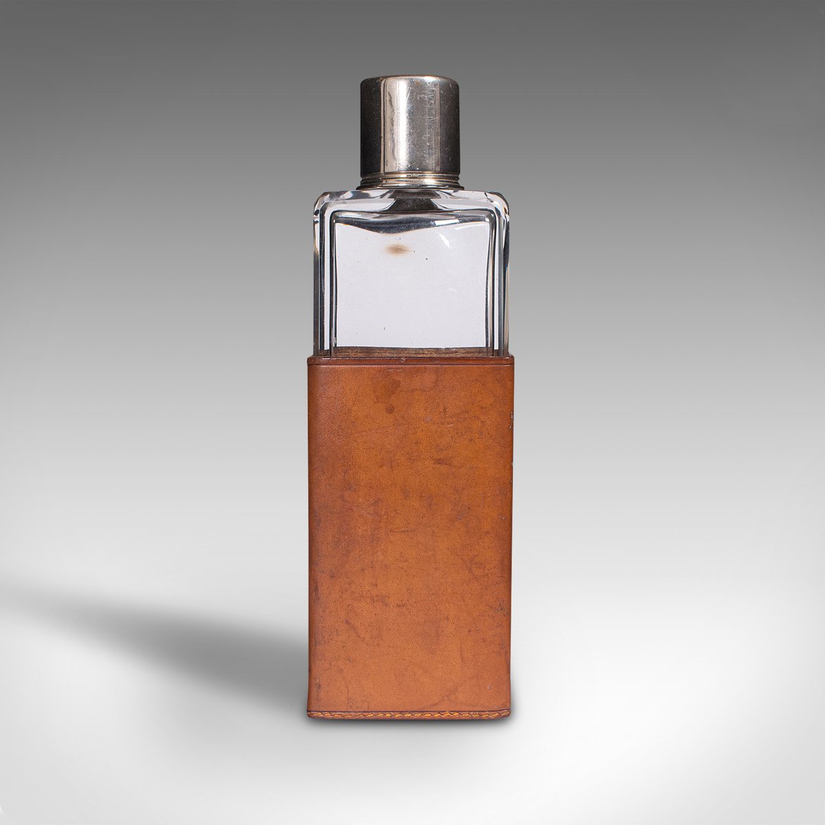 Antique English Edwardian Desk Flask in Glass and Leather for sale at ...