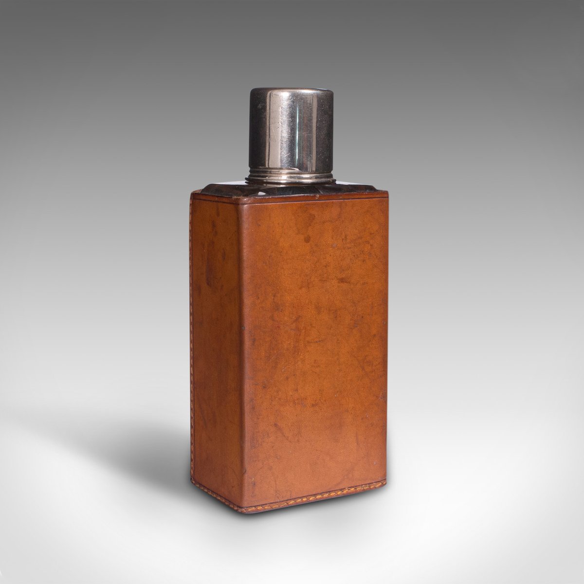 Antique English Edwardian Desk Flask in Glass and Leather for sale at ...