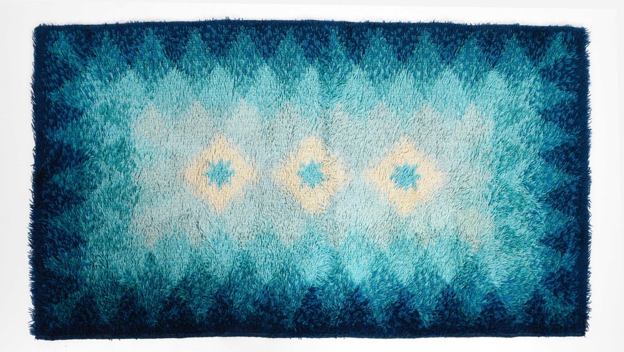 Mid-Century Italian Blue and White Pure Virgin Wool Rug from Samit ...