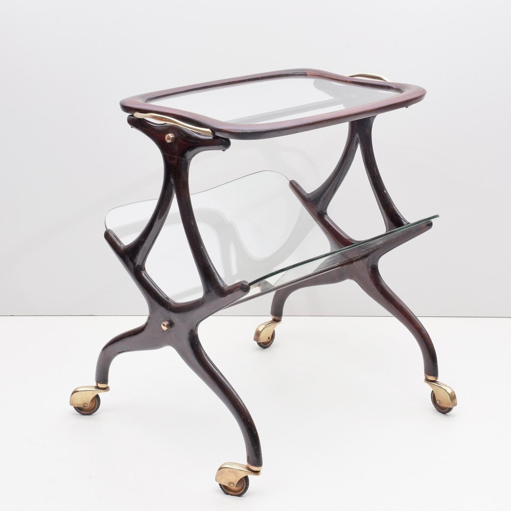 Mid-Century Modern Wooden Magazine Rack & Bar Cart by Cesare Lacca ...