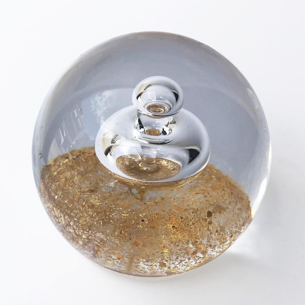 Mid-Century Murano Glass & Gold Dust Paperweight, 1970s for sale at Pamono