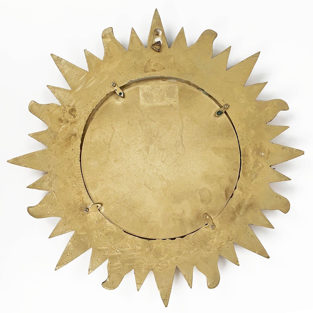 Mid-Century Italian Gilded Plastic Round Sunburst Wall Mirror, 1970s ...