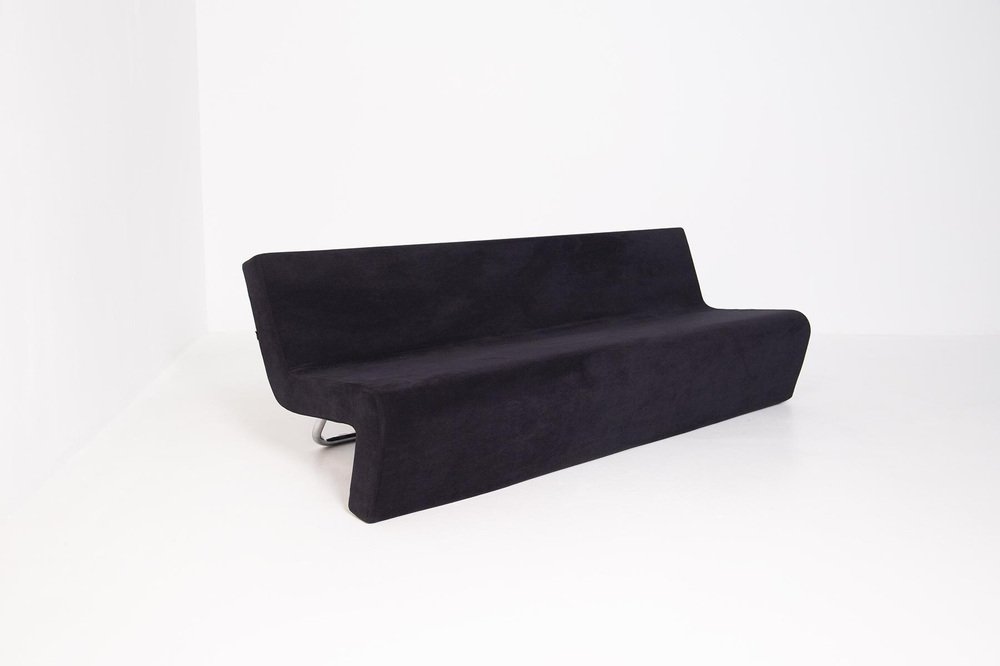 Italian Sofa in Black Velvet and Steel by MDF Italia for sale at Pamono