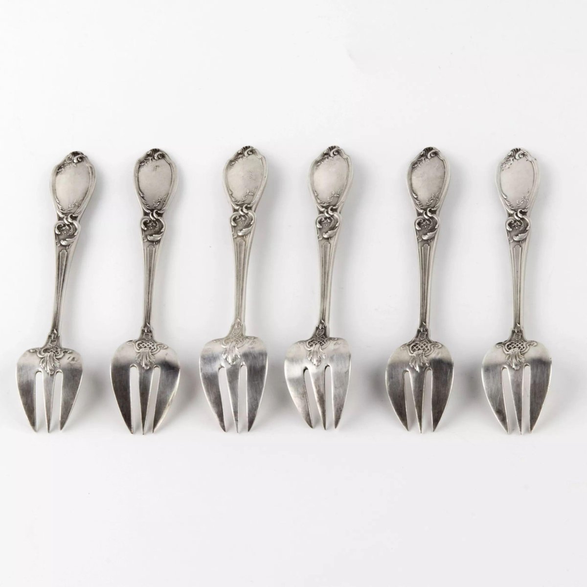 Silver Oyster Forks, France, Set of 6 for sale at Pamono