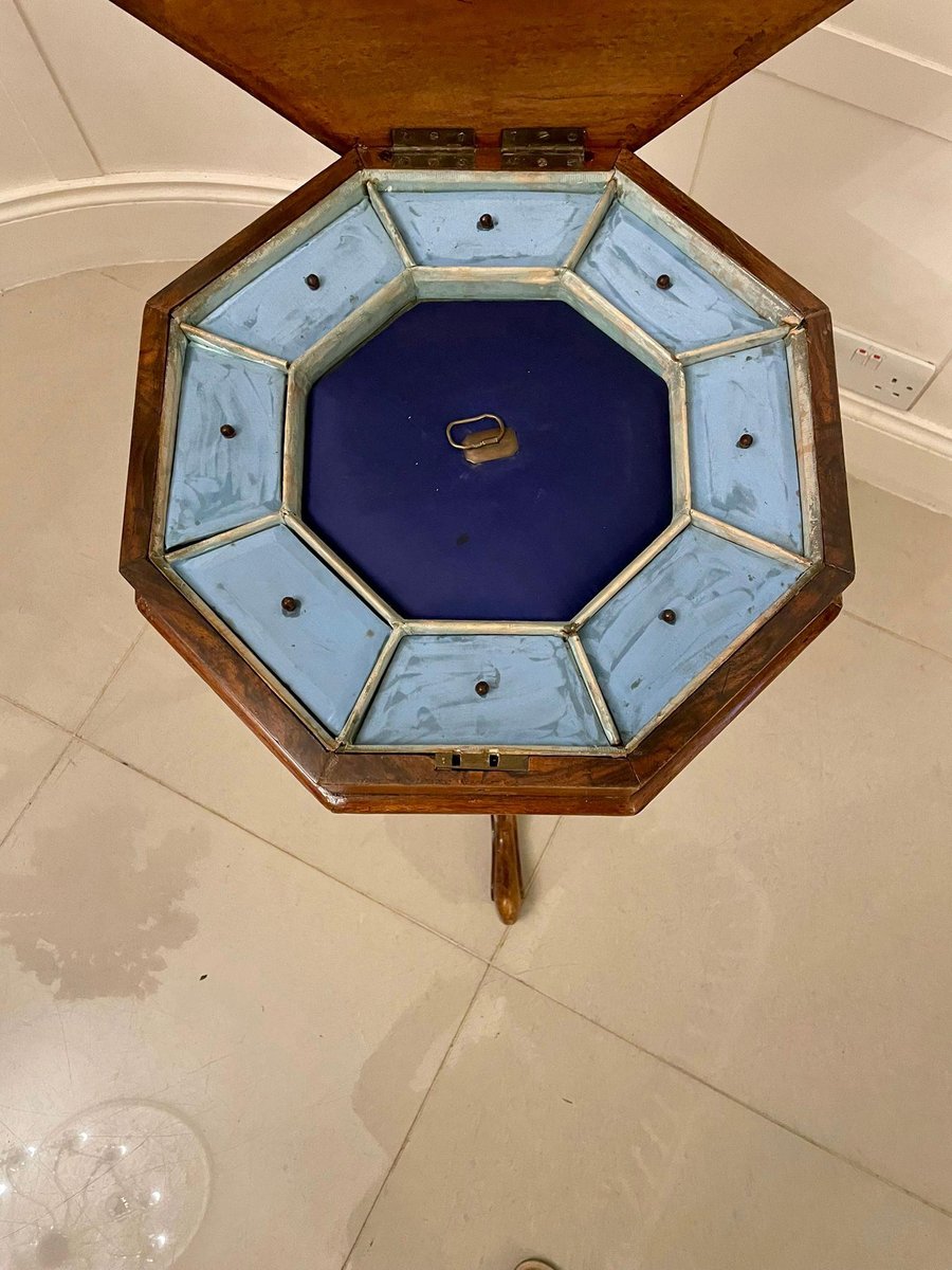 Antique Victorian Burr Walnut Trumpet Work Table for sale at Pamono