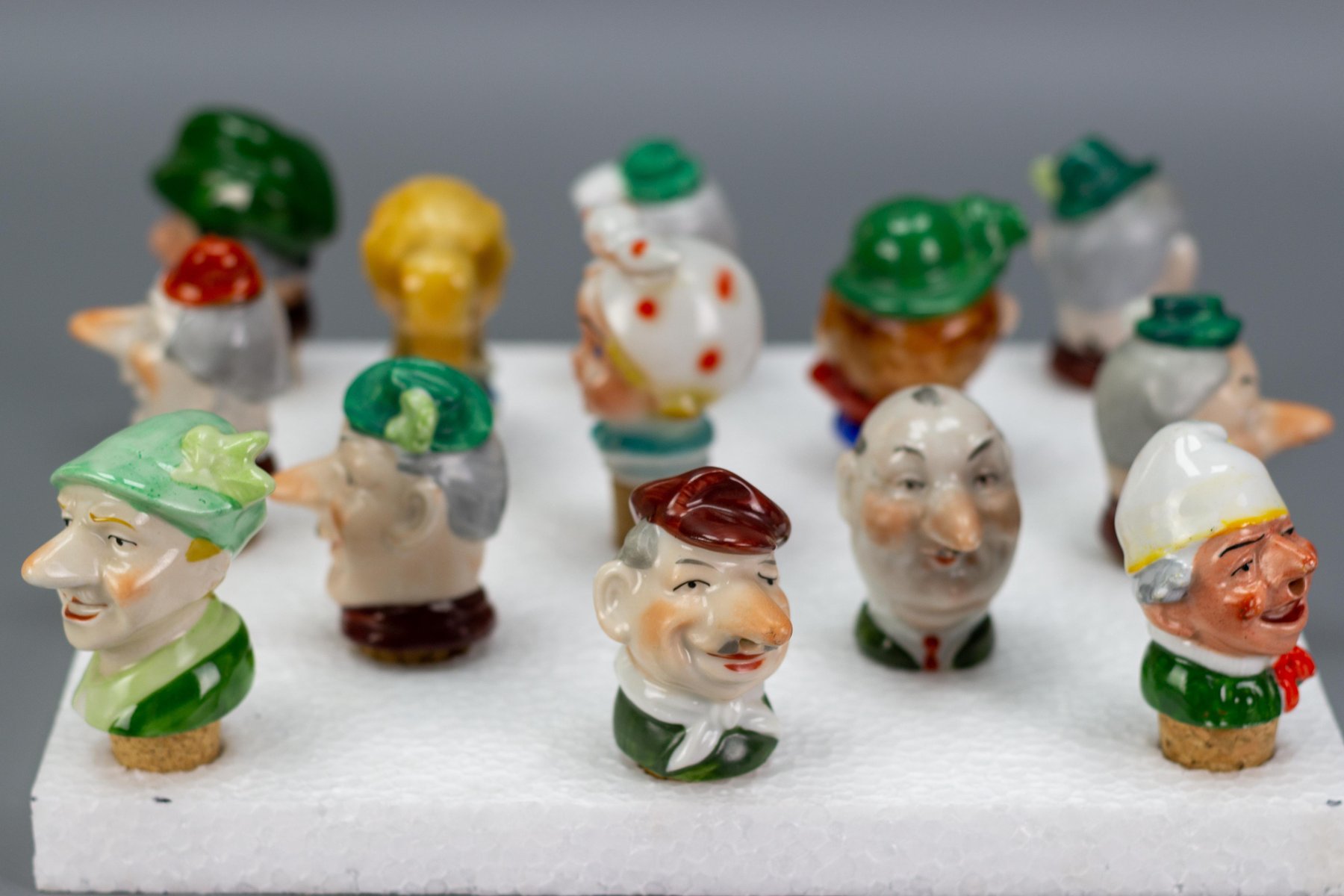 German Porcelain and Cork Bottle Stoppers, 1930s, Set of 13 for sale at ...