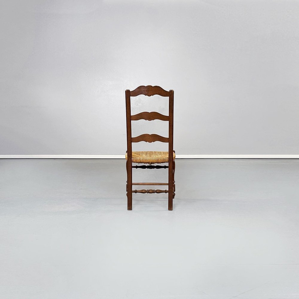 Italian Wooden and Straw Chairs, Late 1800s, Set of 6 for sale at Pamono