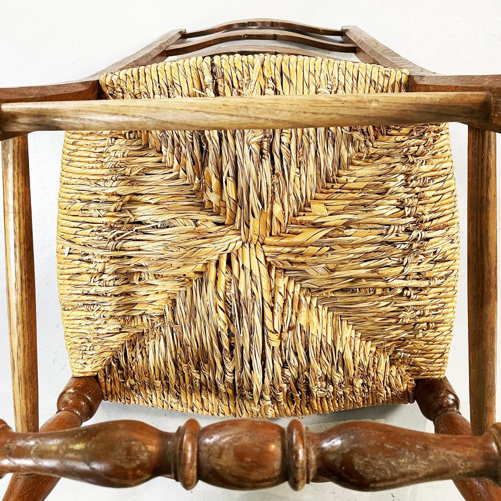 Italian Wooden and Straw Chairs, Late 1800s, Set of 6 for sale at Pamono