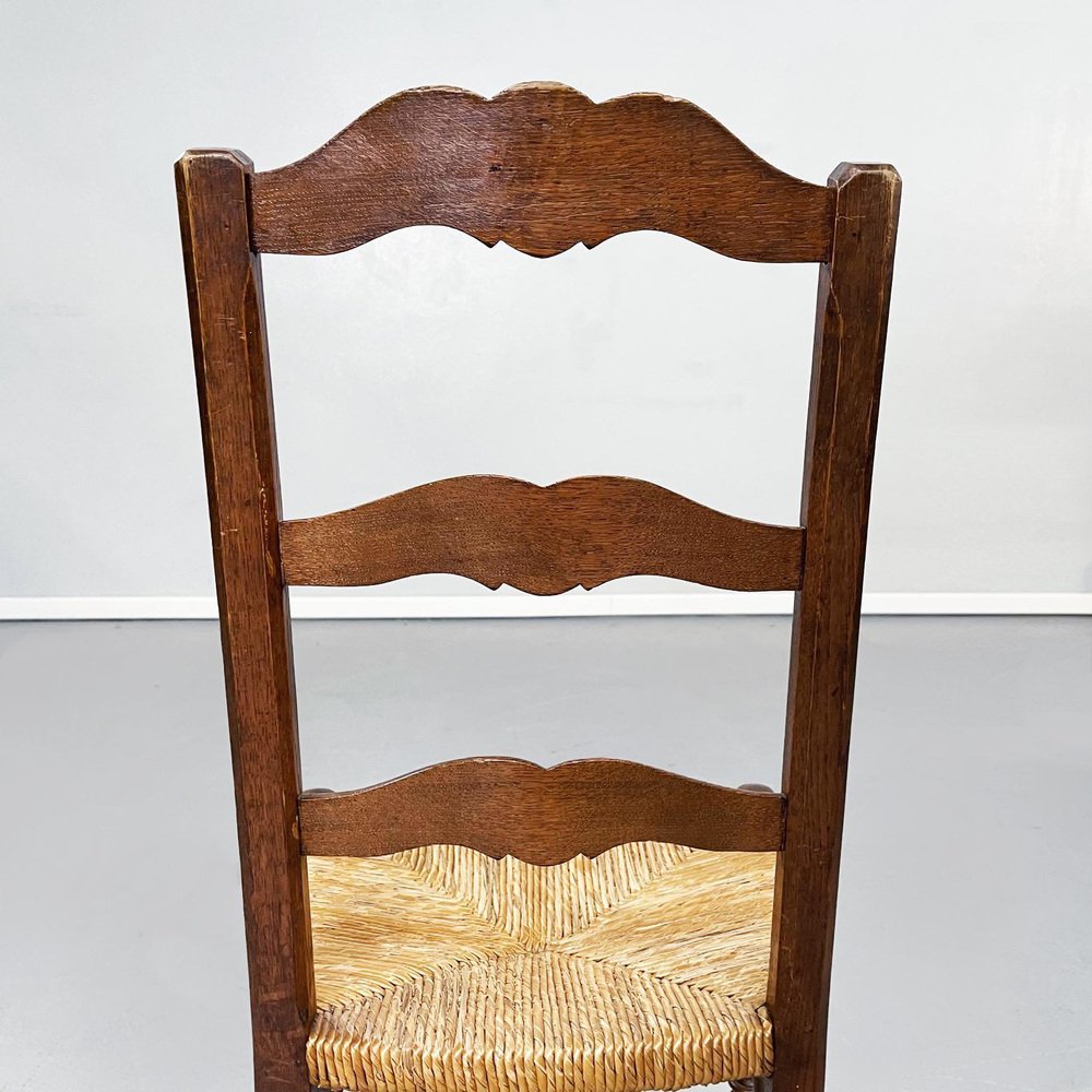 Italian Wooden and Straw Chairs, Late 1800s, Set of 6 for sale at Pamono