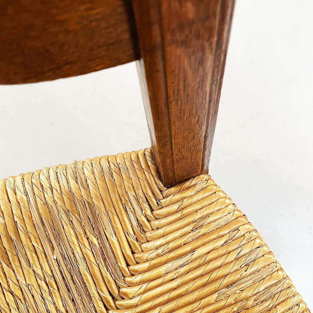 Italian Wooden and Straw Chairs, Late 1800s, Set of 6 for sale at Pamono