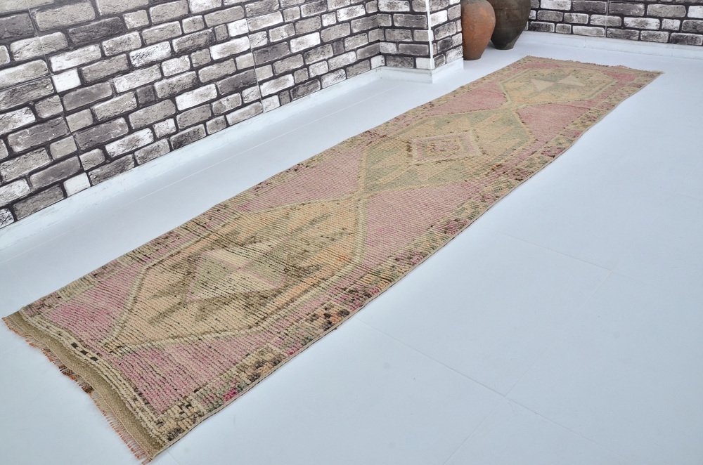 Pink Hallway Turkish Runner Rug for sale at Pamono