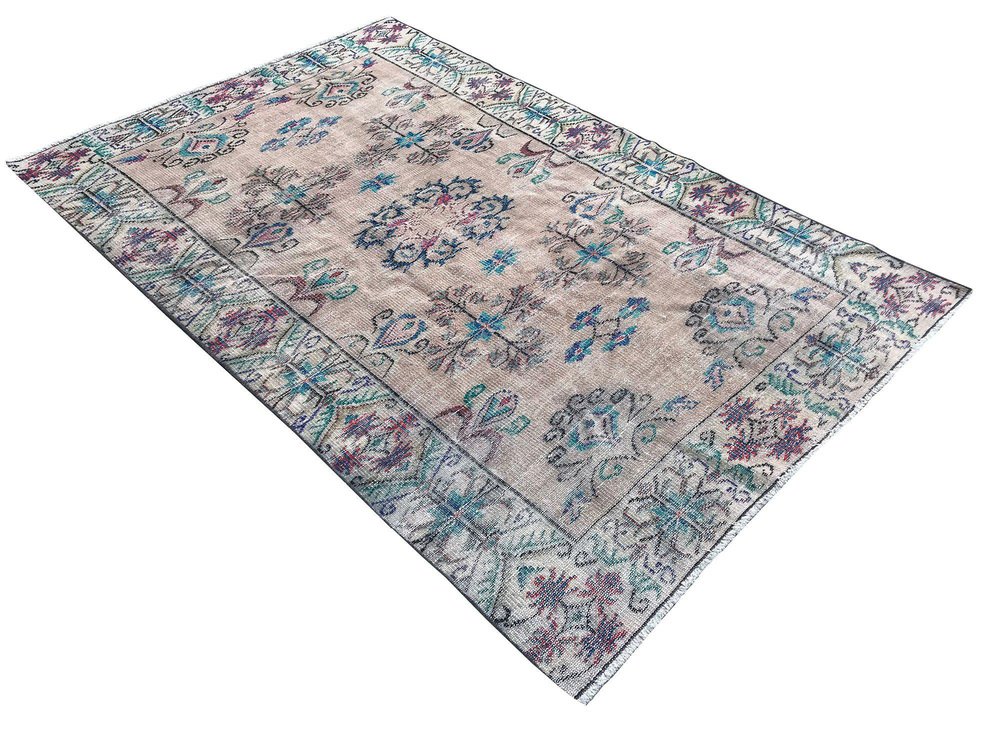 Vintage Ethnic Design Faded Rug for sale at Pamono