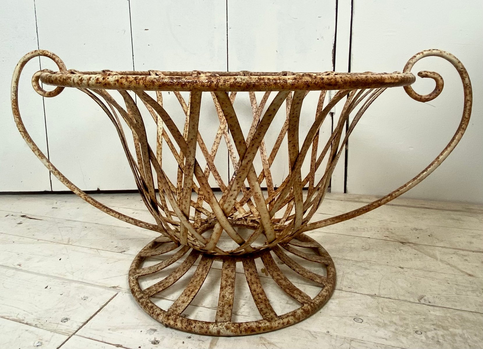 Wrought Iron Basket for Garden or Fireplace, 1960s for sale at Pamono
