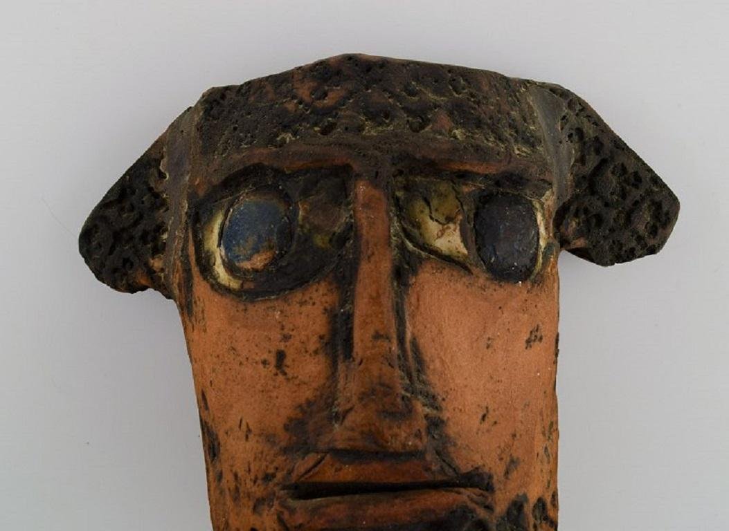 Hand-Painted Stoneware Face Mask by Niels Helledie, Denmark for sale at ...