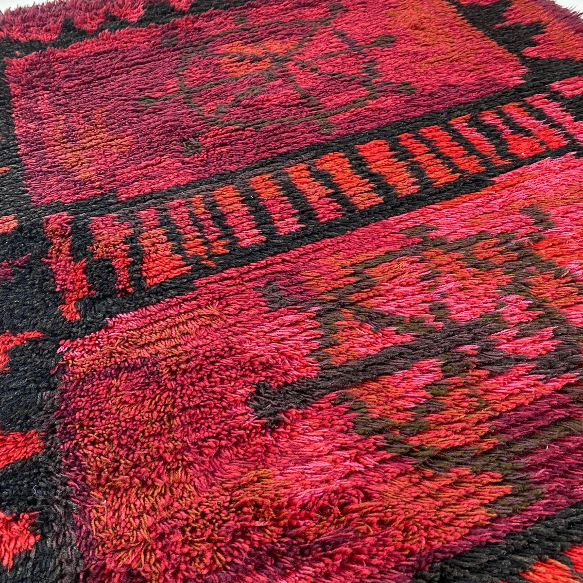 Abstract Scandinavian High Pile Rya Rug, 1960s for sale at Pamono
