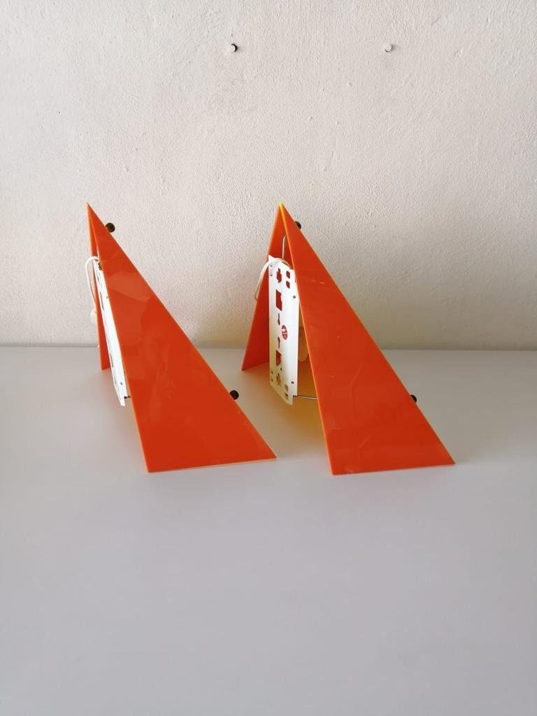 Yellow and Orange Triangular Prism Wall or Table Lamps in Mica from ...
