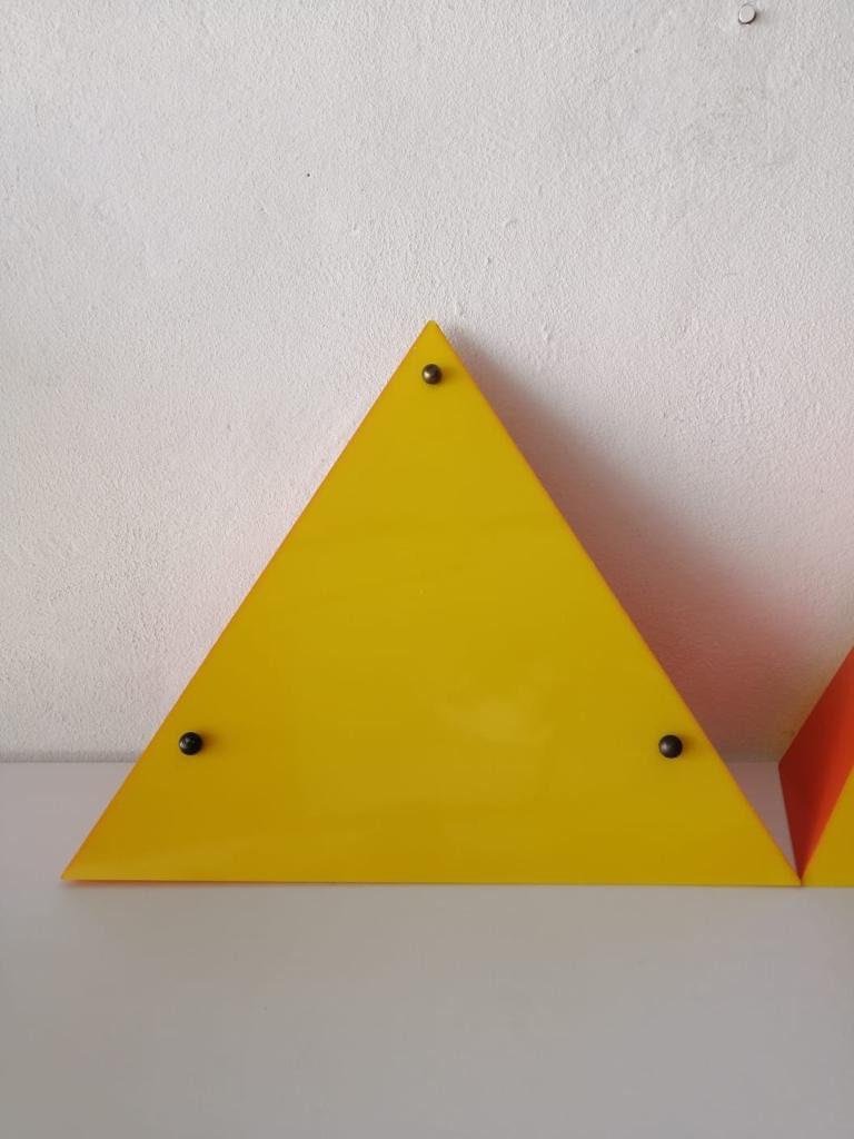 Yellow and Orange Triangular Prism Wall or Table Lamps in Mica from ...