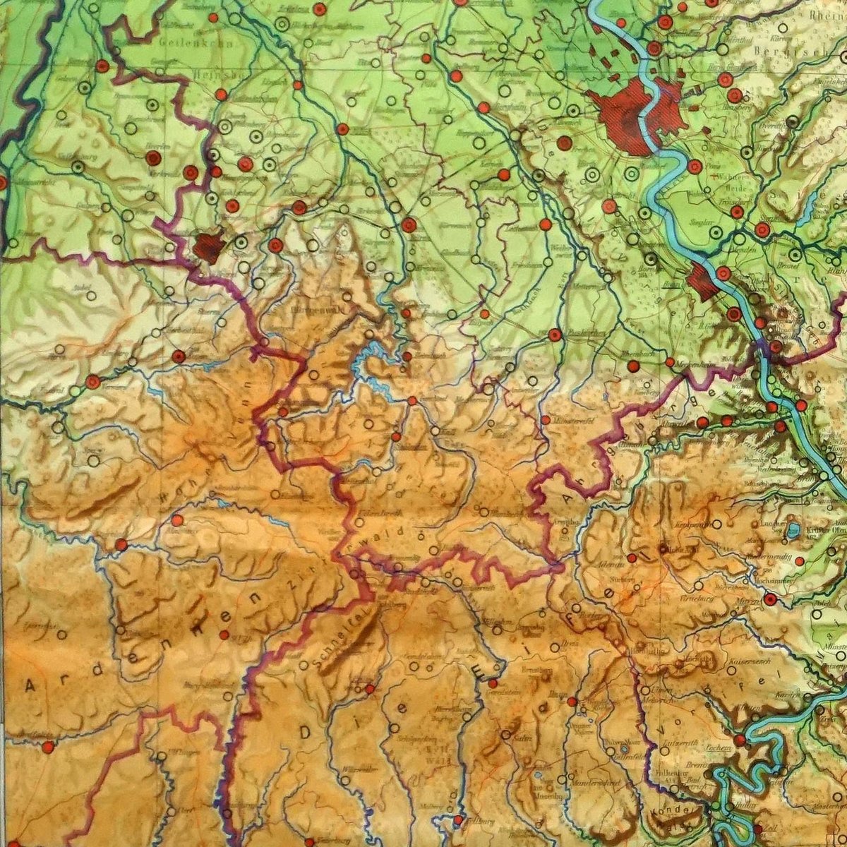Vintage German Rhineland Map Rollable Wall Chart Poster Print for sale ...