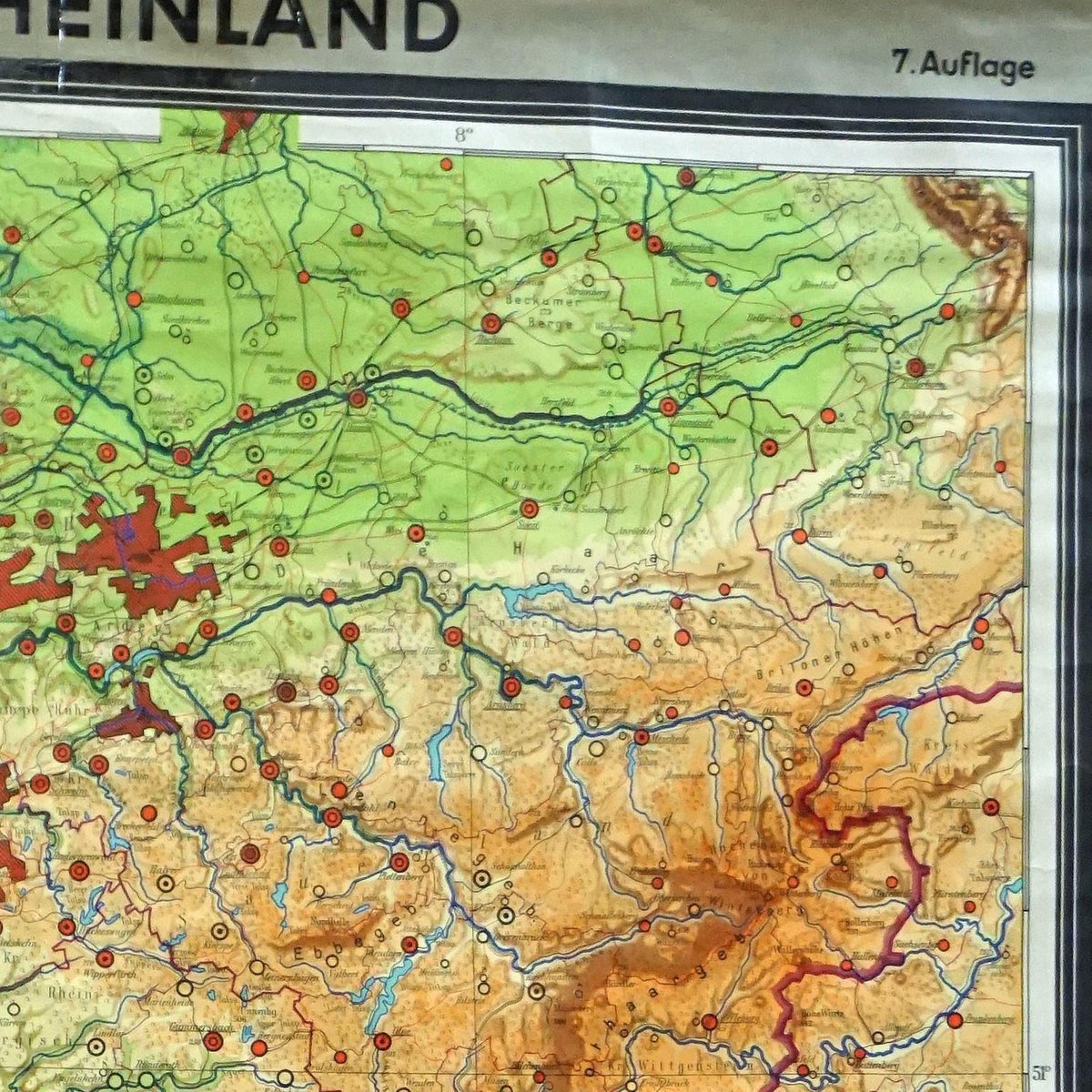 Vintage German Rhineland Map Rollable Wall Chart Poster Print for sale ...