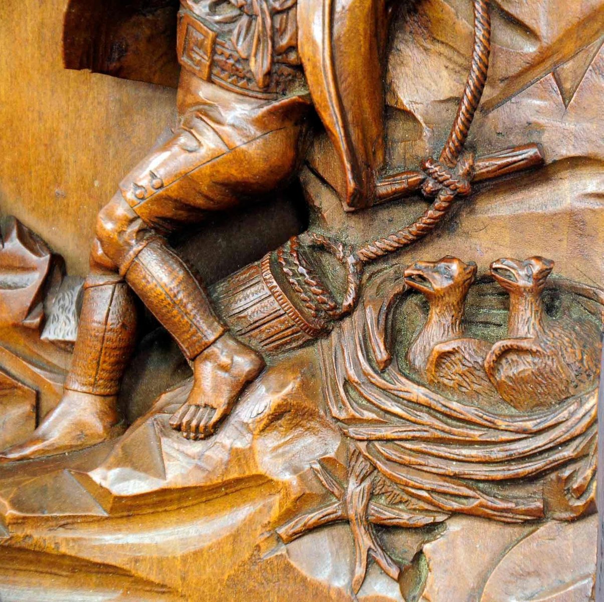 Nest Robber Black Forest Relief Wood Carving, 1890s 4