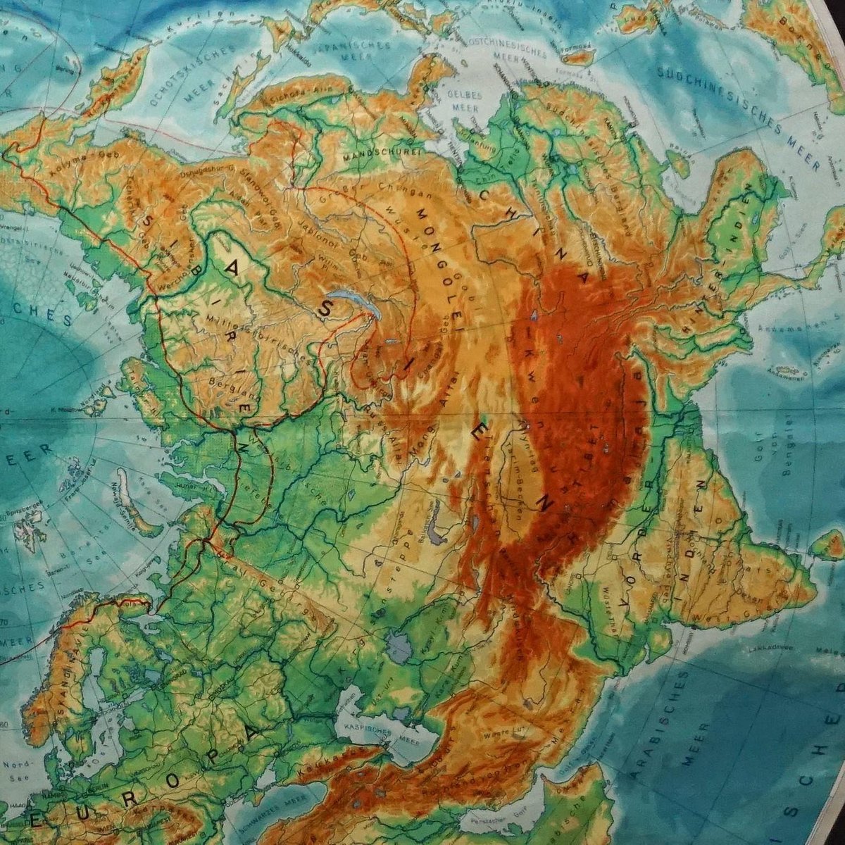 Vintage Northern Hemisphere of the Earth Rollable Map Wall Chart for ...