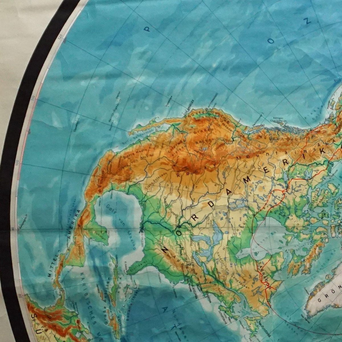 Vintage Northern Hemisphere of the Earth Rollable Map Wall Chart for ...