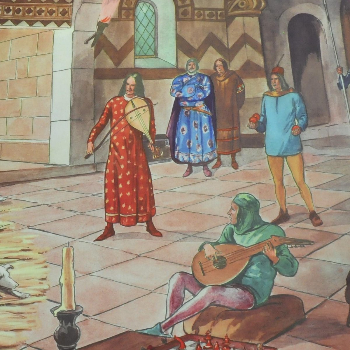 Retro 2-Sided Medieval Castle Knights Crusade Historical Architecture ...