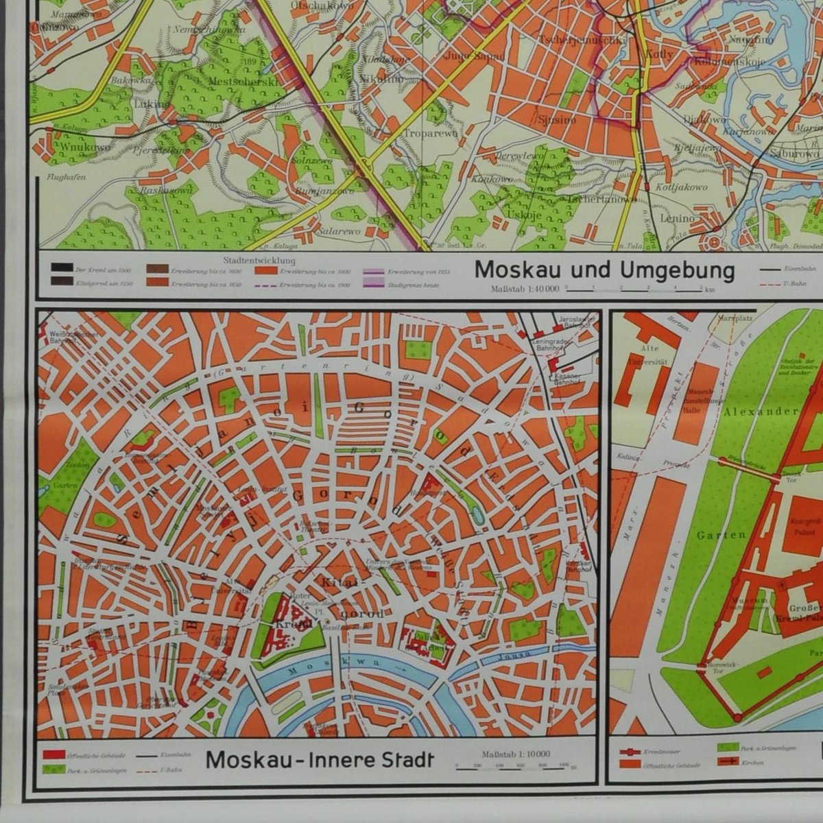 Vintage City Map of Moscow Pull Down Wall Chart for sale at Pamono