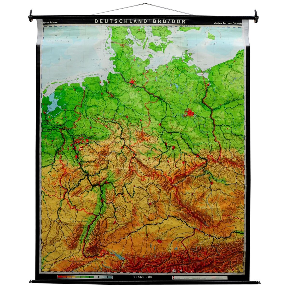 Vintage Germany BRD / DDR History Wall Chart Pull-Down Map for sale at ...