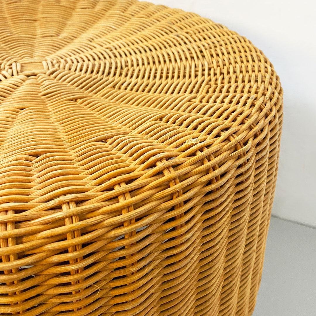 Mid-Century Modern Italian Rounded Wicker Pouf, 1960s for sale at Pamono