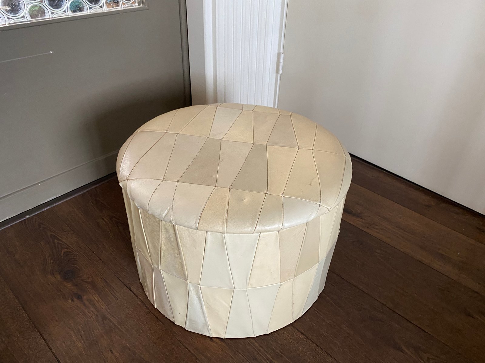 Vintage Leather Patchwork Footstool or Ottoman, 1960s for sale at Pamono