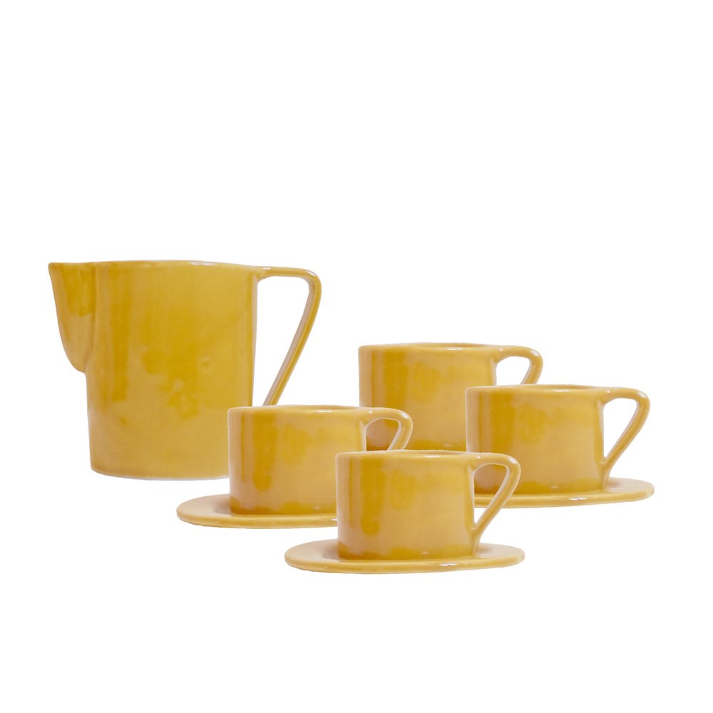 Milano Sole Milk Jug & 4 Espresso Cups and Saucers by Marta Benet, Set ...