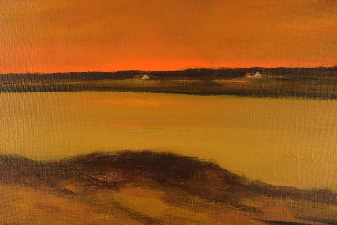 Poul Hansen, Landscape with Sunset, Denmark, Oil on Canvas for sale at ...