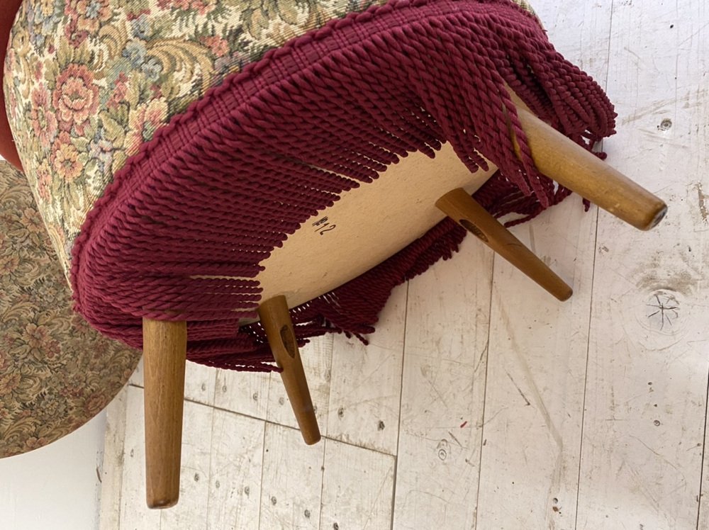 Mid-Century Dutch Ottoman Pouf with Fringes, 1960s for sale at Pamono