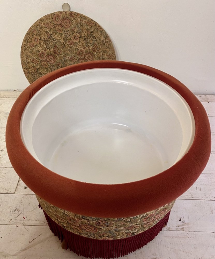 Mid-Century Dutch Ottoman Pouf with Fringes, 1960s for sale at Pamono