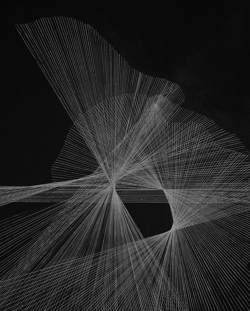 Alina Aldea, G_11, White Ink on Black Cardboard for sale at Pamono