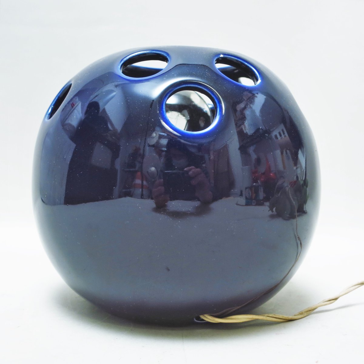 Italian Indigo Ceramic Lamp, 1960s for sale at Pamono