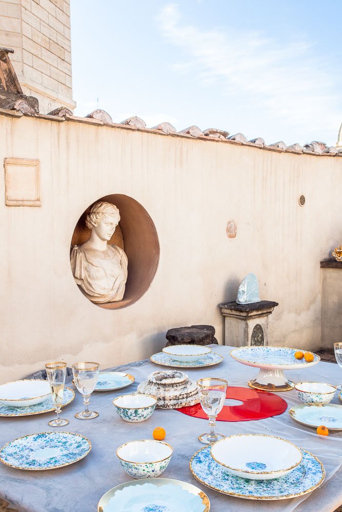 Ovaler Rim Servierteller Großer Blauer Marmor mit Craquelé Rand bei ...