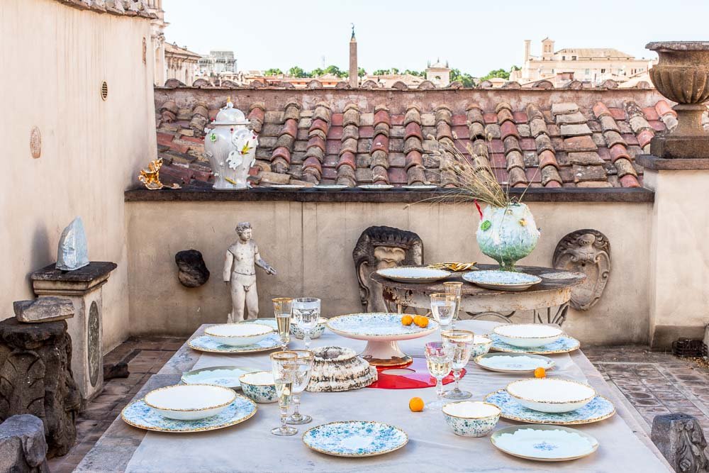 Ovaler Rim Servierteller Großer Blauer Marmor mit Craquelé Rand bei ...