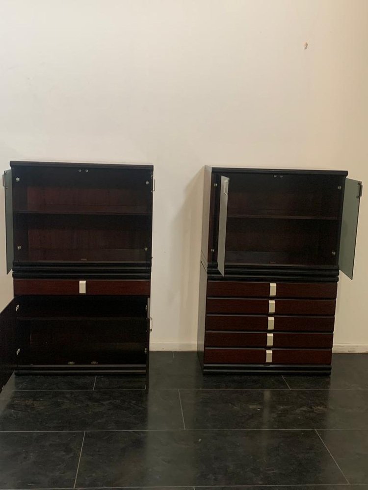 Rosewood Ebonized Modular Display Cabinets, Set of 2 for sale at Pamono