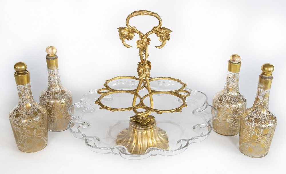 Antique Baccarat Crystal Liquor Decanter/Carafe Carousel Set for sale ...