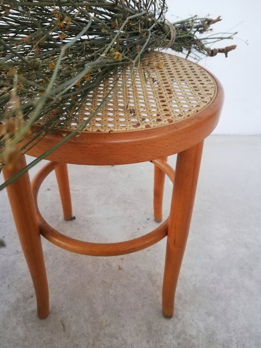 Wiener Hocker aus Holz & Stroh bei Pamono kaufen