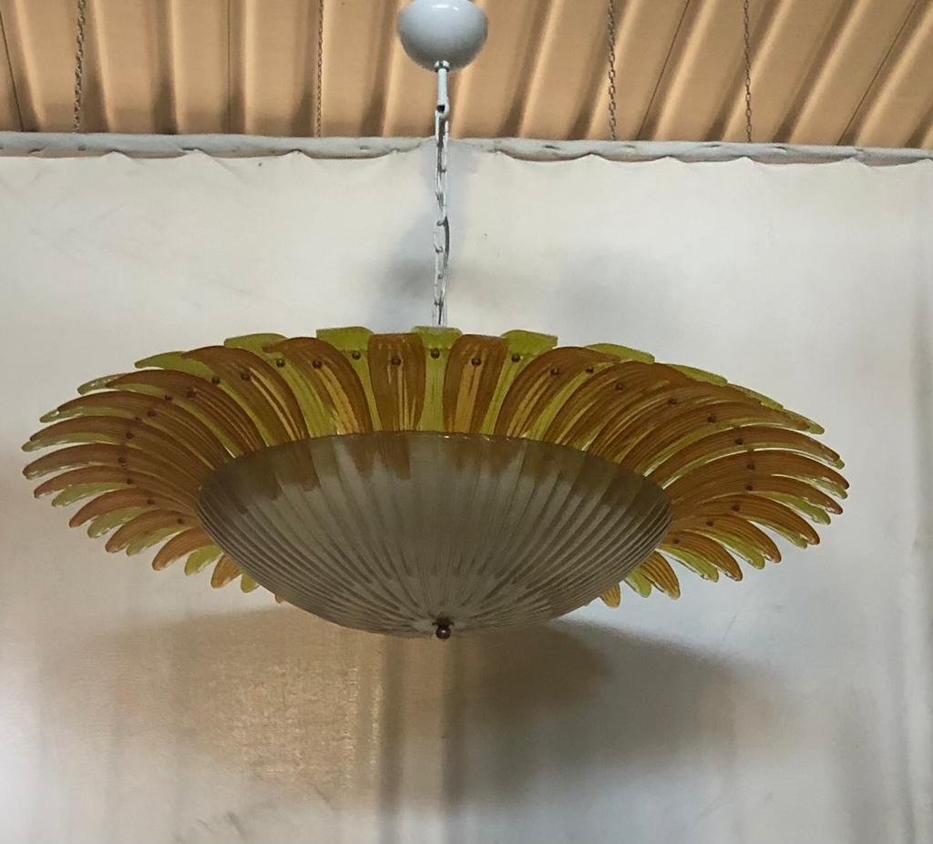 Mid-Century Yellow Murano Glass Ceiling Light, 1980 for sale at Pamono