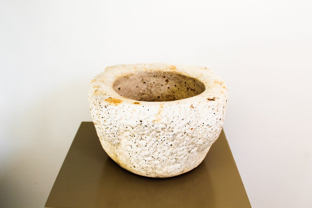 Italian White Porous Stone Vase for sale at Pamono