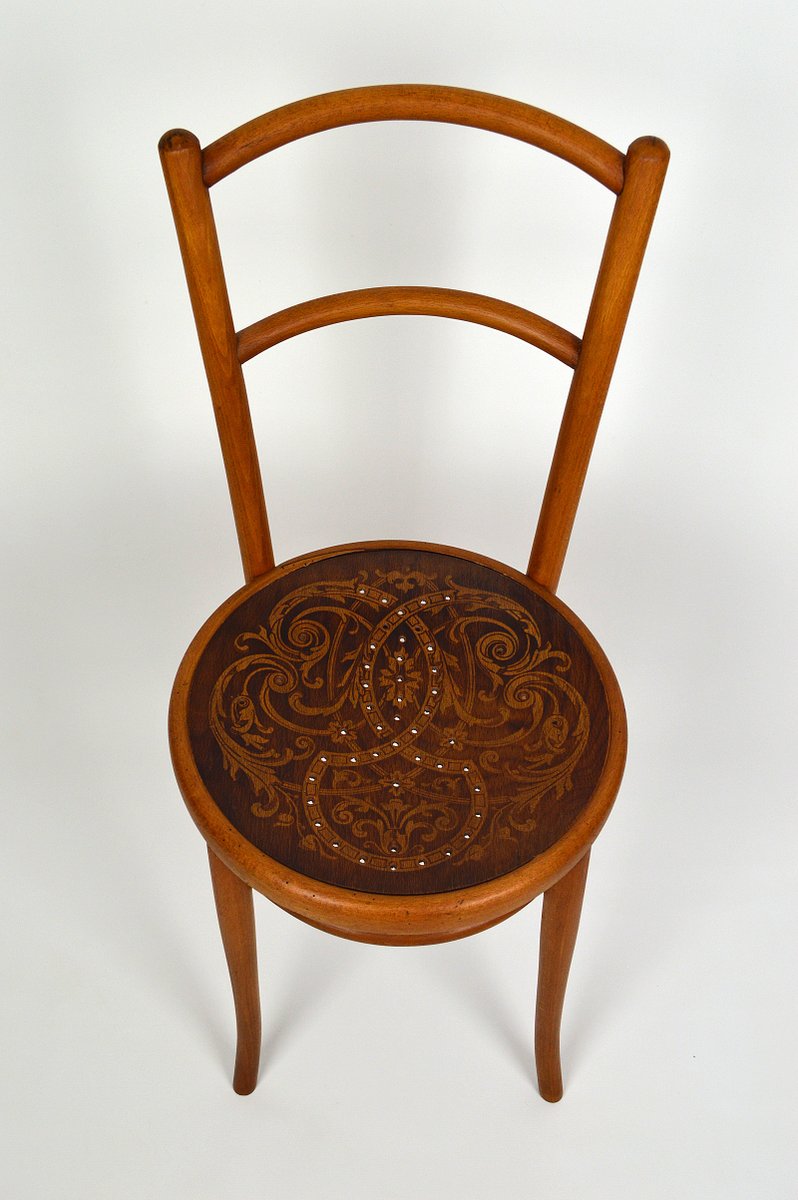 Bistro Chair with Decorated Seat from Jacob & Josef Kohn for sale at Pamono