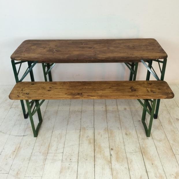 Vintage German Beer Table & Benches, Set of 3 for sale at Pamono